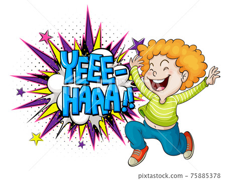 YEEE-HAAA word on bomb explosion with a boy... - Stock Illustration ...