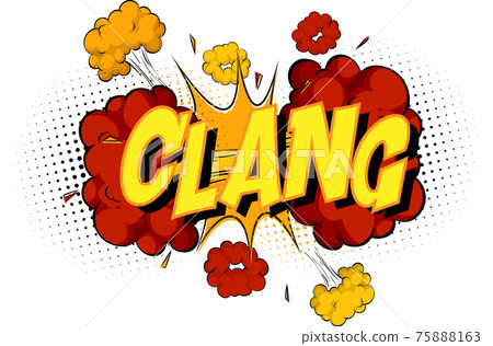 Word Clang on comic cloud explosion background - Stock Illustration ...