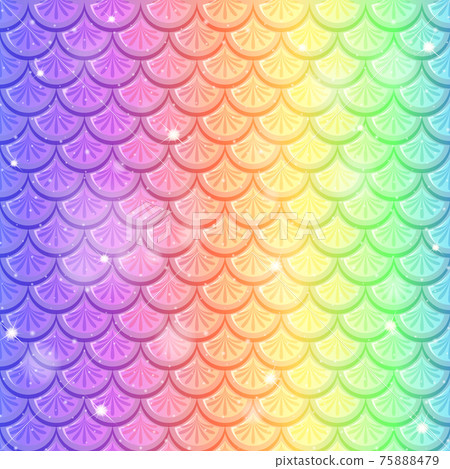 Rainbow fish scale seamless pattern background - Stock Illustration ...