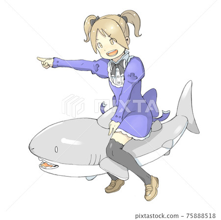 shark, sharks, girl - Stock Illustration [75888518] - PIXTA