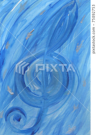 Watercolor of musical notes in flowing water - Stock Illustration ...