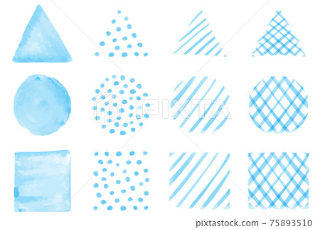 Simple blue watercolor shape set - Stock Illustration [75893510] - PIXTA