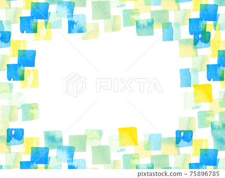 Watercolor blue square frame - Stock Illustration [75896785] - PIXTA