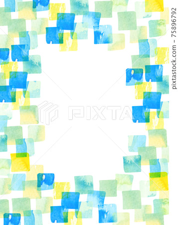 Watercolor blue square frame - Stock Illustration [75896792] - PIXTA