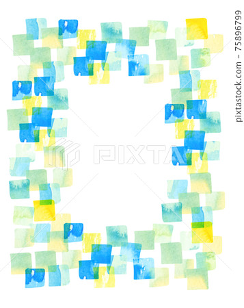 Watercolor blue square frame - Stock Illustration [75896799] - PIXTA