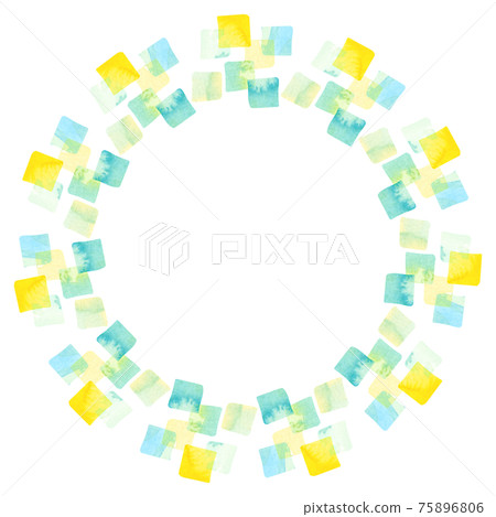 Watercolor blue square frame - Stock Illustration [75896806] - PIXTA