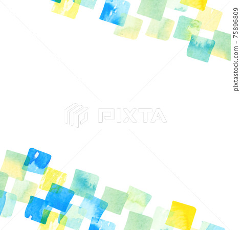 Watercolor blue square frame - Stock Illustration [75896809] - PIXTA
