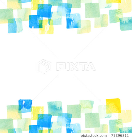 Watercolor blue square frame - Stock Illustration [75896811] - PIXTA