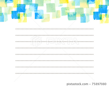 Watercolor blue square letter frame - Stock Illustration [75897080] - PIXTA