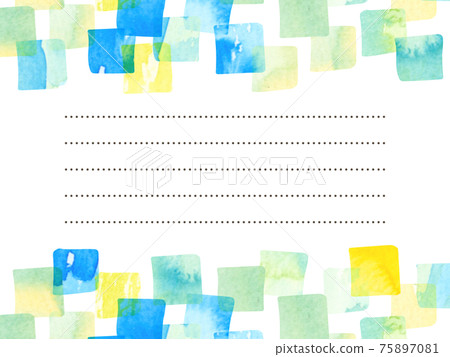 Watercolor blue square letter frame - Stock Illustration [75897081] - PIXTA