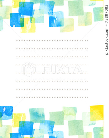 Watercolor blue square letter frame - Stock Illustration [75897092] - PIXTA