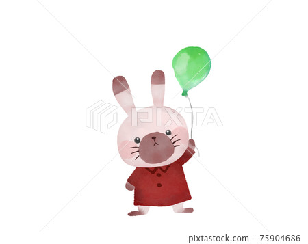 Rabbit with balloons - Stock Illustration [75904686] - PIXTA