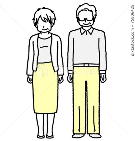 Standing grandpa and grandma senior men and women - Stock Illustration ...
