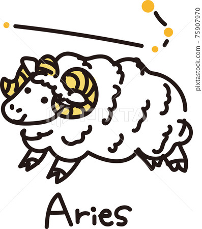 Constellation Aries star and sheep illustration - Stock Illustration ...