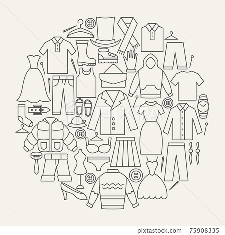 Clothing Line Icons Circle - Stock Illustration [75908335] - PIXTA