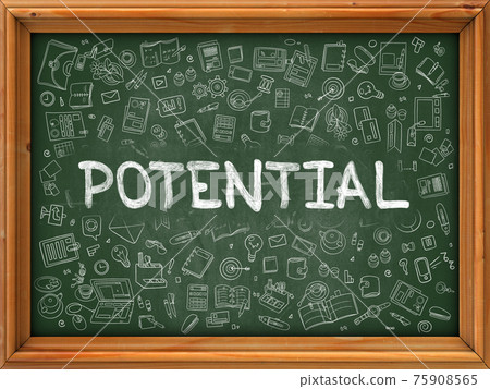 Potential - Hand Drawn on Green Chalkboard. - Stock Illustration ...