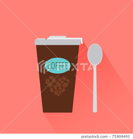 Coffee paper cup icon with shadow - Stock Illustration [75909493] - PIXTA
