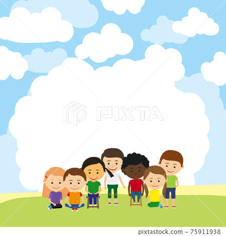 Cute kids advertising template - Stock Illustration [75911938] - PIXTA