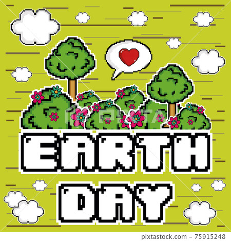 Earth day pixel art - Stock Illustration [75915248] - PIXTA