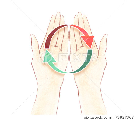 Arrows that circulate on human hands - Stock Illustration [75927368 ...