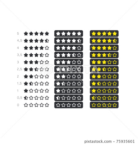 Product rating stars icon set. Customer review... - Stock Illustration ...