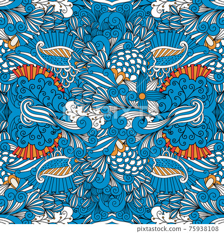 Blue full frame seamless intricate background - Stock Illustration ...
