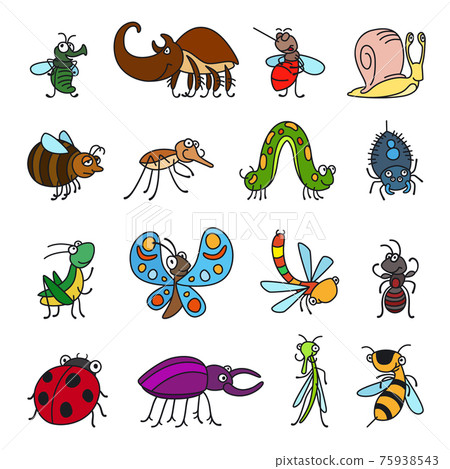 funny insects and bugs - Stock Illustration [75938543] - PIXTA