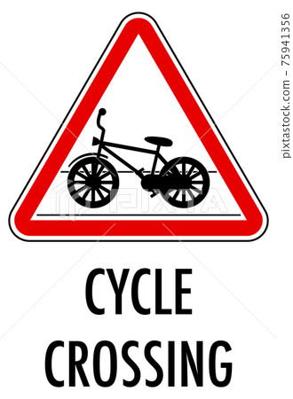 Cycle crossing sign isolated on white background - Stock Illustration ...