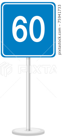 Blue minimum speed limit 60 road sign with... - Stock Illustration ...