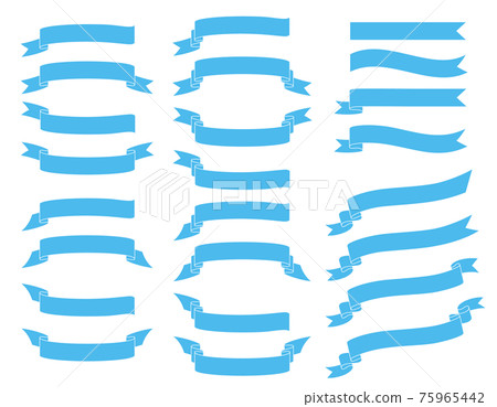 A set of simple blue ribbon designs - Stock Illustration [75965442] - PIXTA