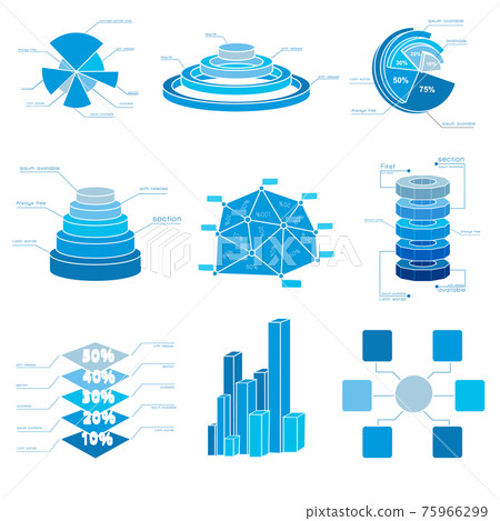 Blue Chart Icons Set - Stock Illustration [75966299] - PIXTA