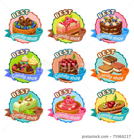 Colorful Candy Shop Stickers Set - Stock Illustration [75968217] - PIXTA