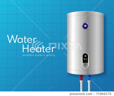 Realistic Electric Water Heater Boiler Poster - Stock Illustration ...