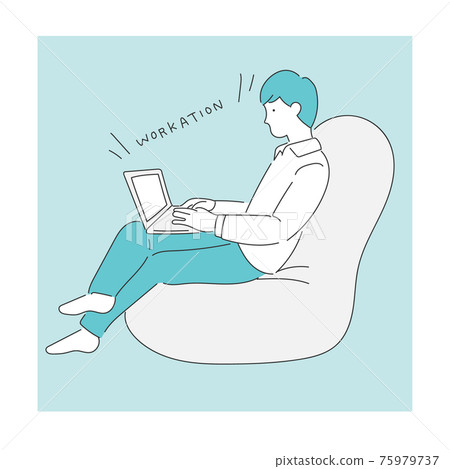 Worcation Illustration of a young man working... - Stock Illustration ...