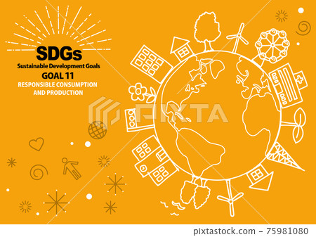 Designated color simple line art for SDGs GOAL 11 - Stock Illustration [75981080] - PIXTA