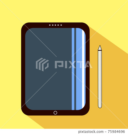Drawing Tablet and pencil icon. yellow color... - Stock Illustration ...