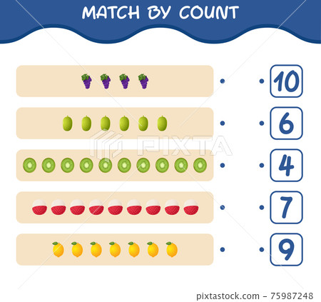 Match by count of cartoon fruits. Match and... - Stock Illustration ...