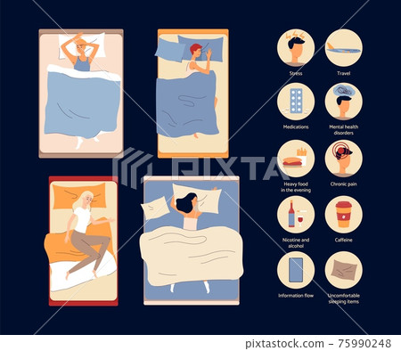 Causes of insomnia a banner with vector... - Stock Illustration ...