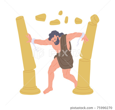 Bible religion character Samson, strong hero,... - Stock Illustration ...