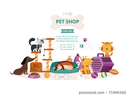 Website interface for pet shop with dogs and... - Stock Illustration ...