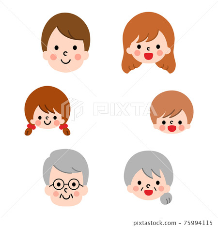 Family 3 generations face - Stock Illustration [75994115] - PIXTA