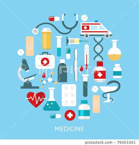 Flat Medicine Round Poster - Stock Illustration [76001881] - PIXTA