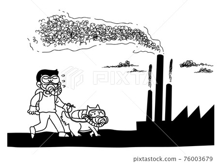 environmental pollution, public disruption, comic - Stock Illustration ...