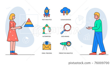 Data analysis - colorful flat design style poster - Stock Illustration ...