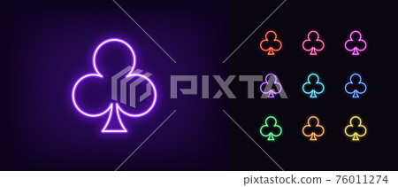 Neon club suit icon. Glowing neon clubs sign,... - Stock Illustration ...