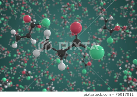 Molecule of acryloyl chloride, ball-and-stick... - Stock Illustration ...