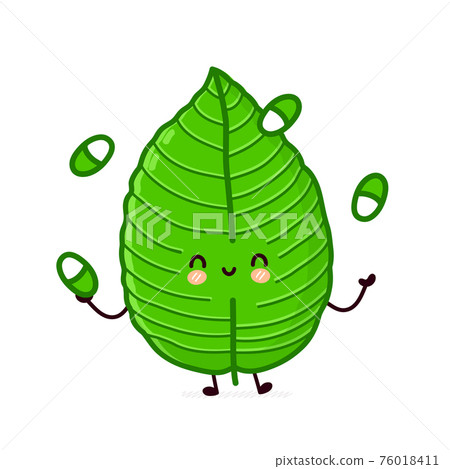 Cute funny kratom leaf jugging pills character.... - Stock Illustration ...