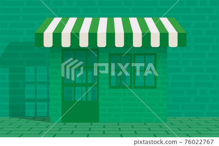 flat green shop on the green green wall - Stock Illustration [76022767 ...