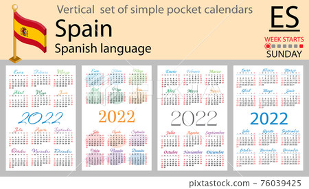 Spanish vertical pocket calendar for 2022. Week...-插圖素材 [76039425 ...