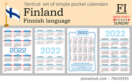Finnish vertical pocket calendar for 2022. Week... - Stock Illustration ...